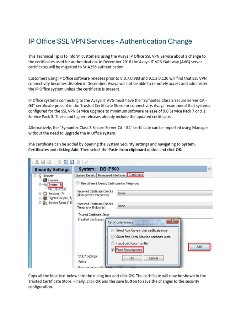 IP Office SSL VPN Services - Authentication Change | PDF | Transport ...