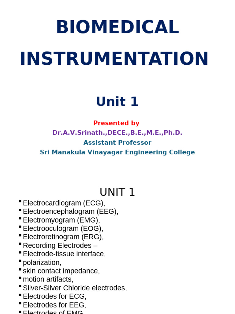 Biomedical Instrumentation UNIT 1 | PDF | Electromyography | Retina