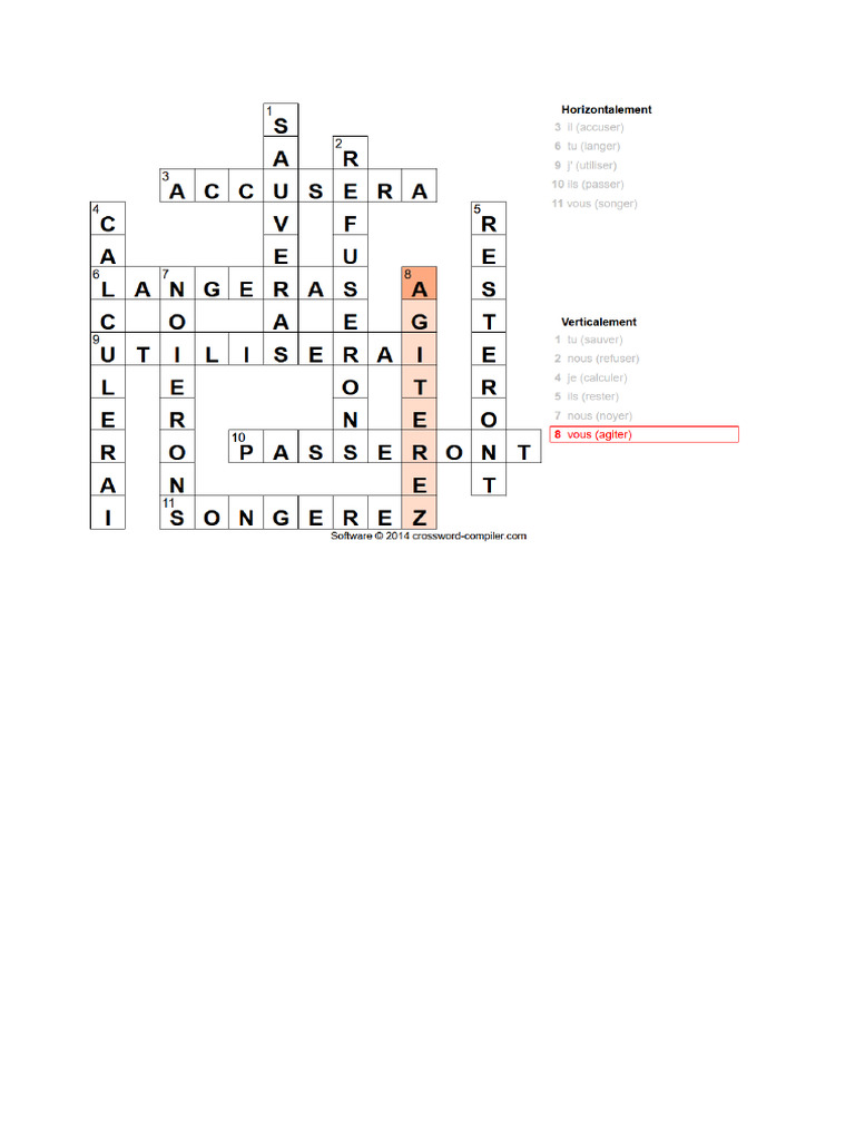 Futur mots croisés corrigé | PDF