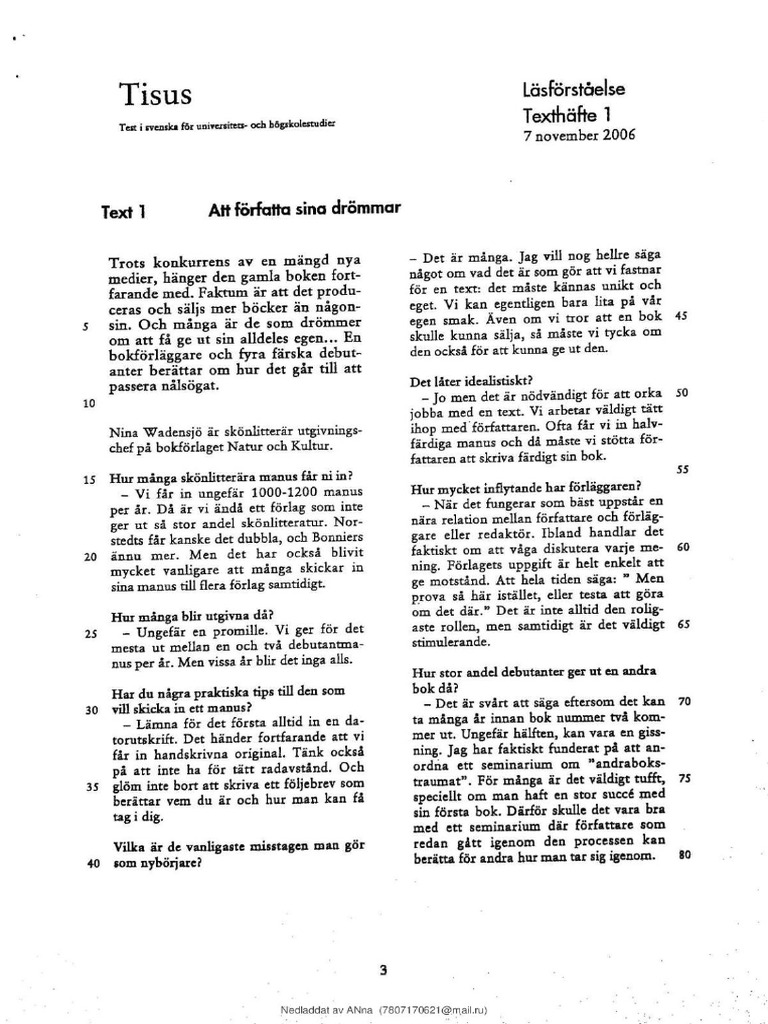 TISUS - närläsning [bara texter] | PDF