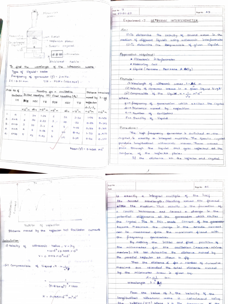 Ultrasonic Wave Velocity in Liquids | PDF | Classical Mechanics | Acoustics