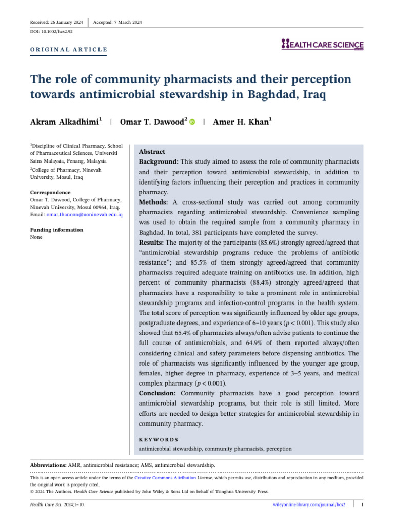 Community Pharmacists' Role in AMS | PDF | Pharmacy | Pharmacist
