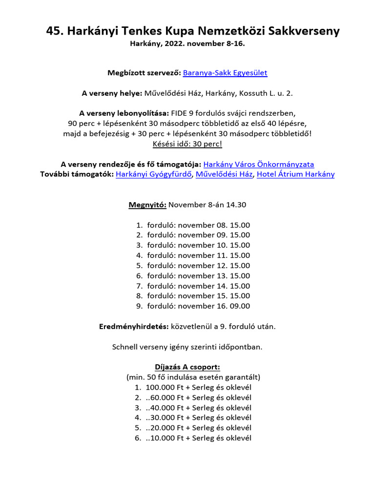 Tenkes Kupa 2022 Harkany | PDF
