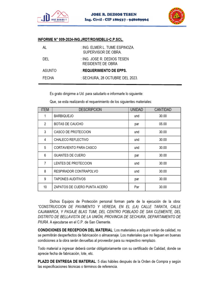 INFORME N° 09 - EPPS | PDF