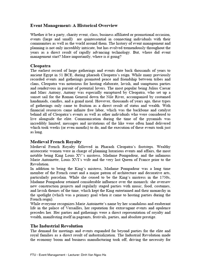 Event Management - A Histocial Overview - FTU | PDF | Social Media ...