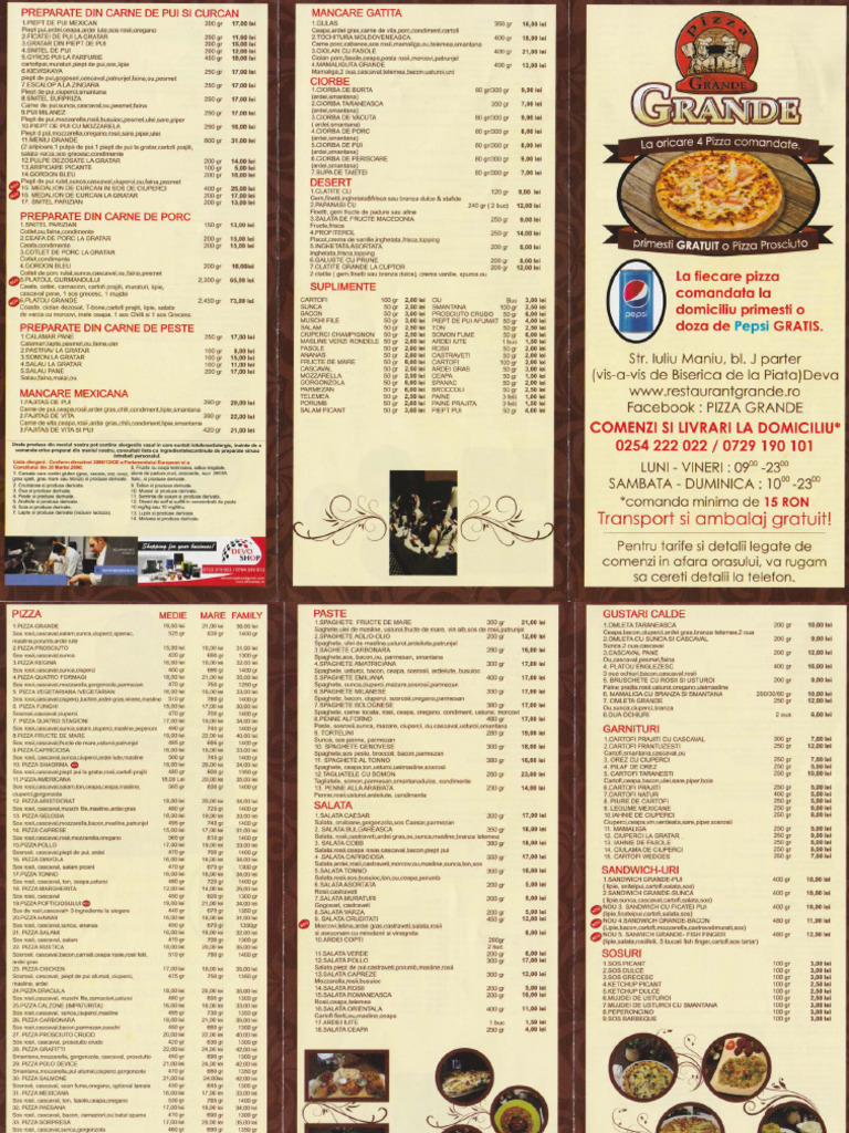 Meniu Restaurant Grande | PDF