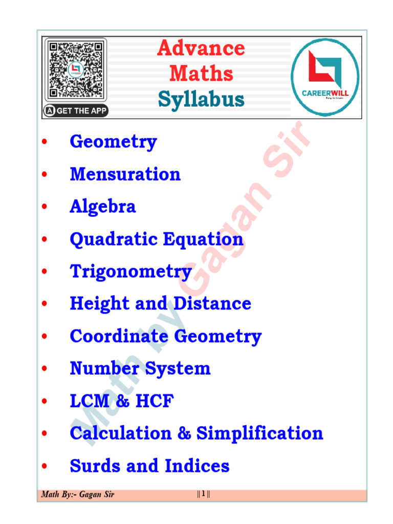 Advanced Math Syllabus | PDF