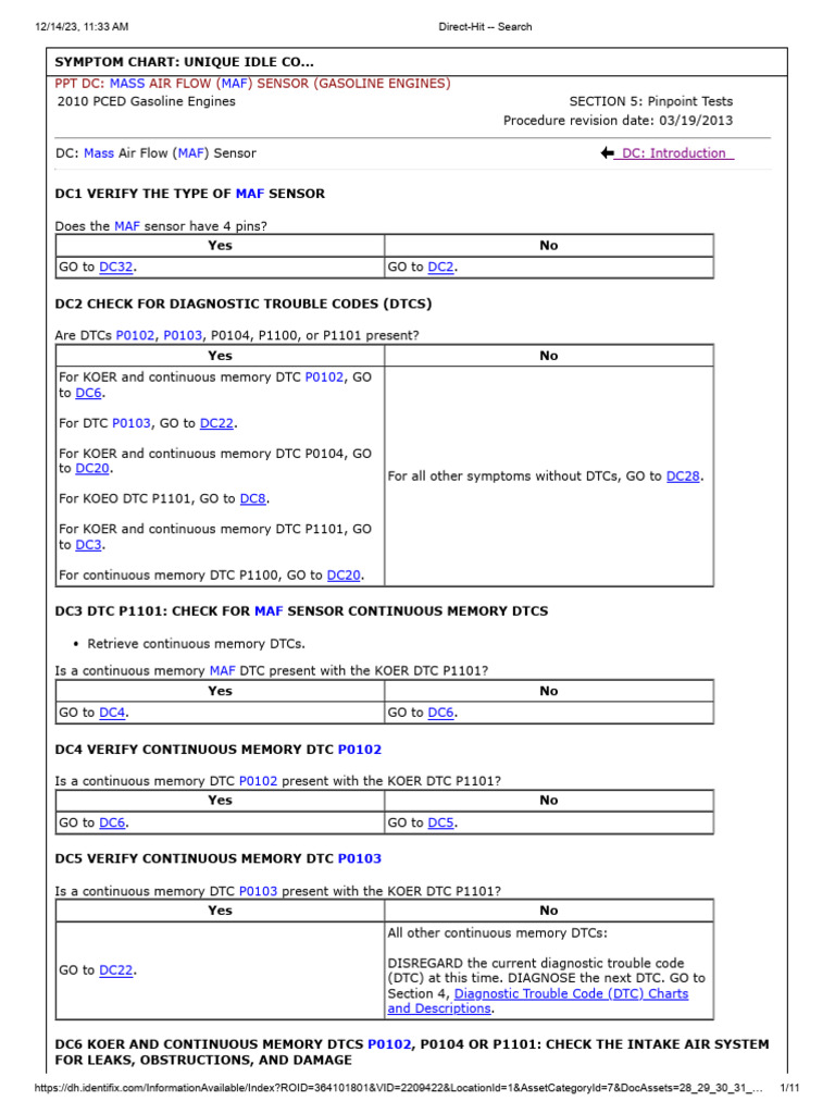MAF Sensor Diagnostics and CRC 05110 | PDF | Electrical Resistance And ...
