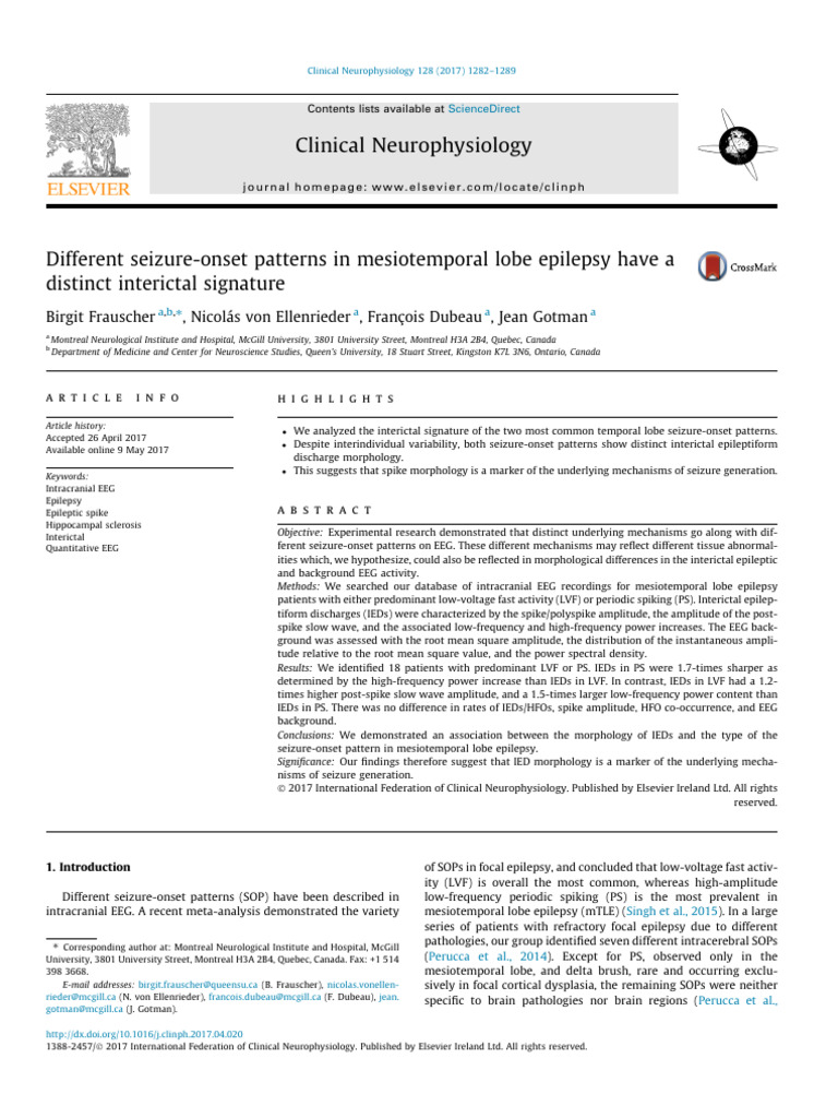 Distinct EEG Signatures in MTLE | PDF | Electroencephalography | Epilepsy