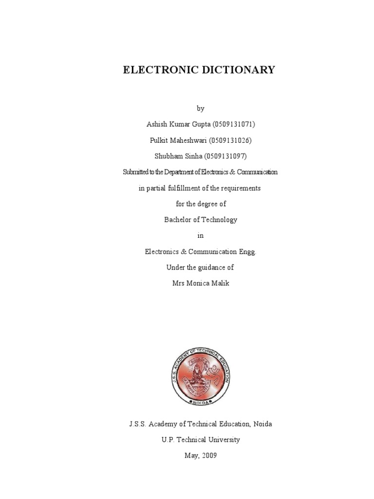Customized Electronic Dictionary | PDF | Microcontroller | Embedded System