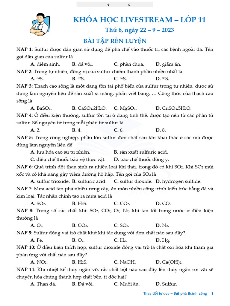 File Cách Dòng BTRL Sunfur Và So2 | PDF