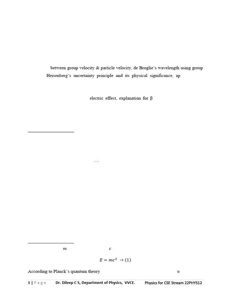 Quantum Mechanics Basics for CSE | PDF | Waves | Uncertainty Principle
