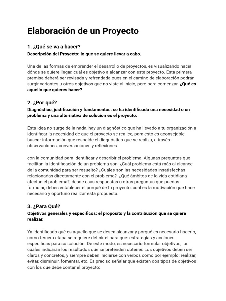 Elaboraci-n de Un Proyecto | PDF | Presupuesto | Gestión de recursos humanos