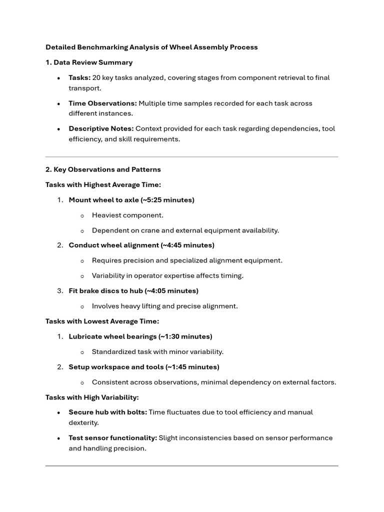 Detailed Benchmarking Analysis of Wheel Assembly Process | PDF | Wheel ...