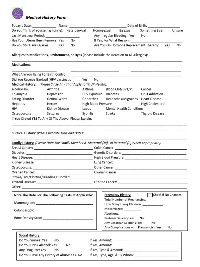 Medical History Form 23 | PDF | Cancer | Pregnancy