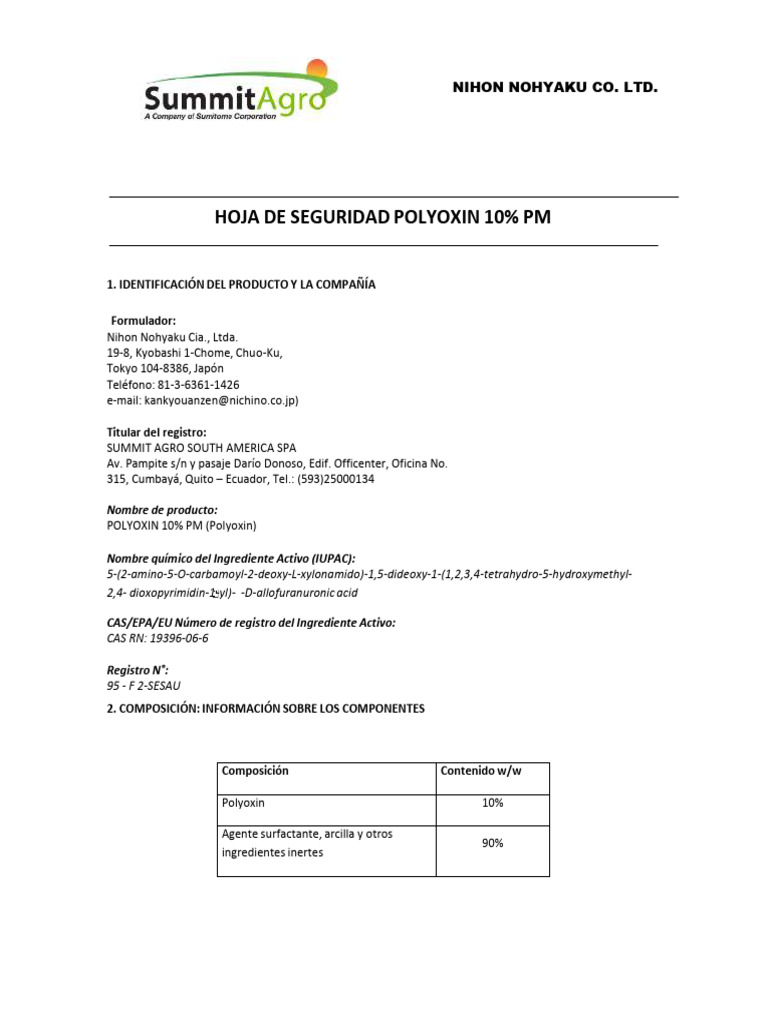 POLYOXIN (HS) | PDF | Agua | Fumar