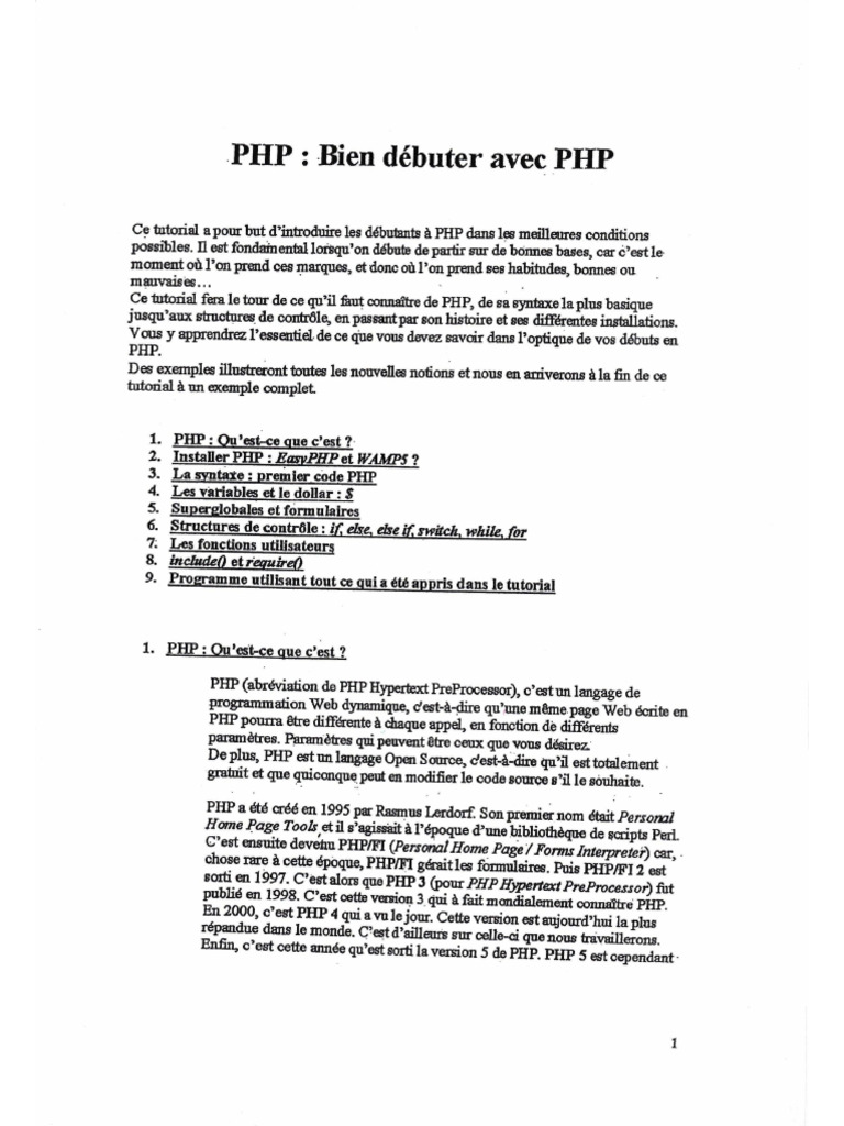 Débuter en PHP | PDF