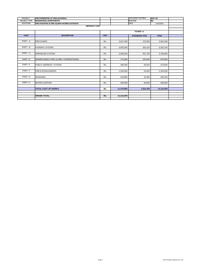 Fire Alarm and Safety System Estimate | PDF | Pipe (Fluid Conveyance ...