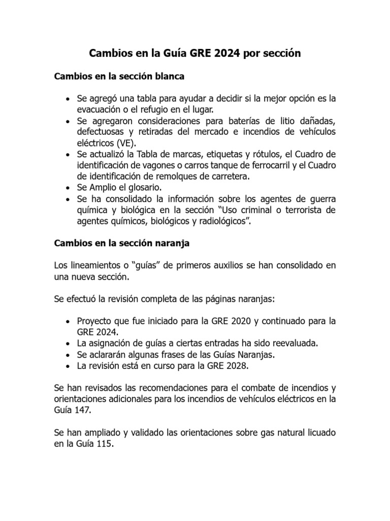 Cambios en La Guía GRE 2024 Por Sección | PDF