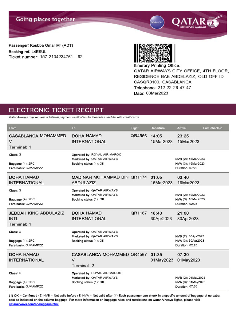 Your Electronic Receipt | PDF | Fare