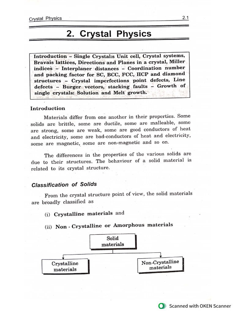 Unit 2 Crystal Physics Notes | PDF