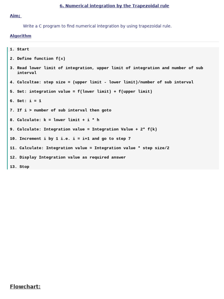 C Program for Trapezoidal Rule Output | PDF