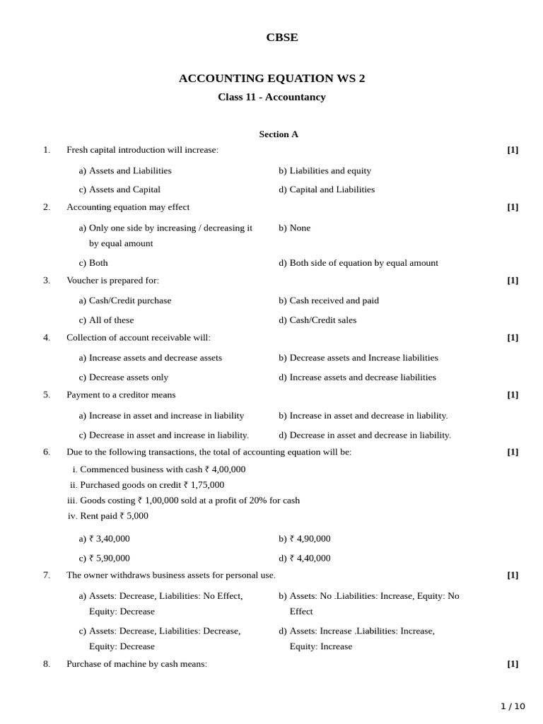 Accounting Equation WS 2 | PDF | Debits And Credits | Equity (Finance)