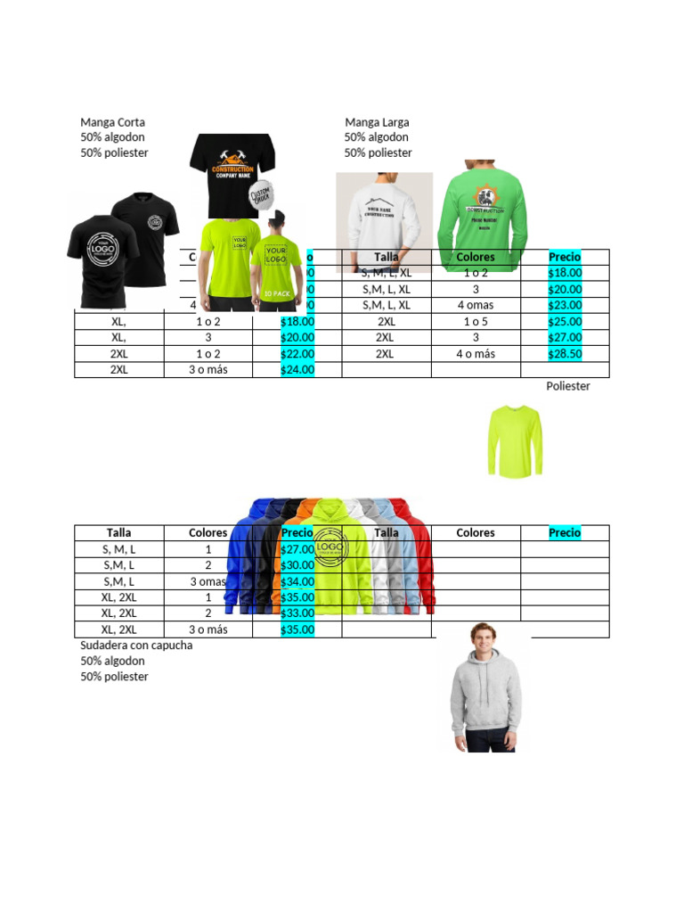 Precios de Camisas | PDF