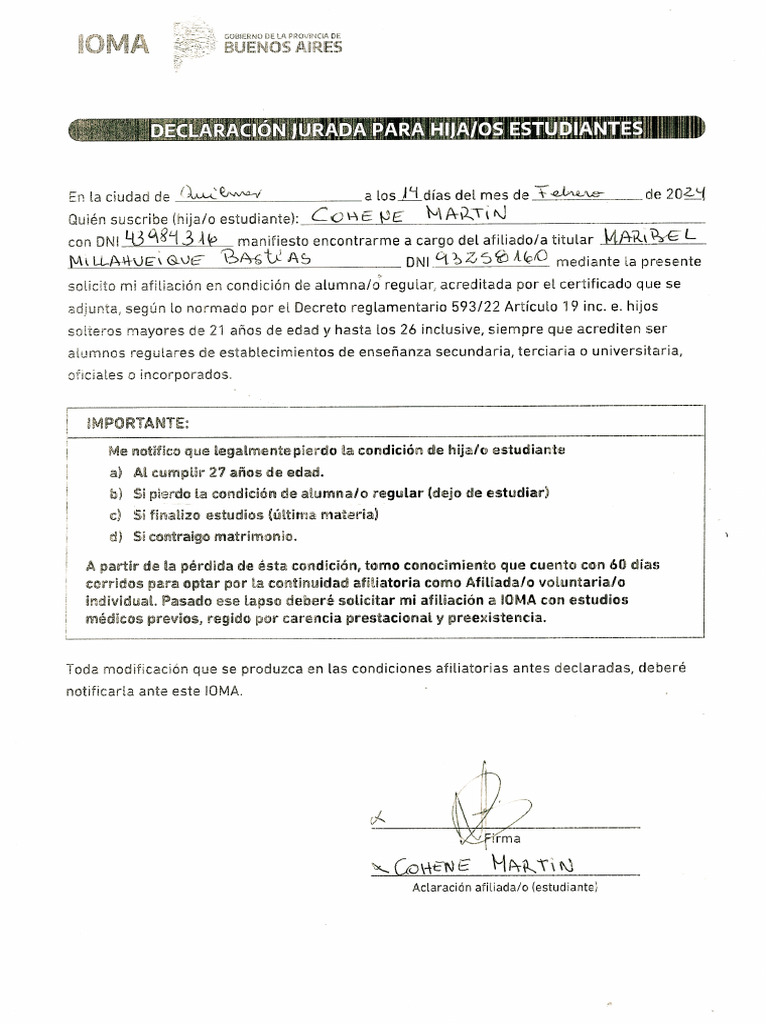 Declaración Martin Cohene | PDF