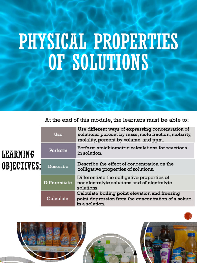 3. Physical Properties of Solutions PART 1 | PDF | Concentration ...