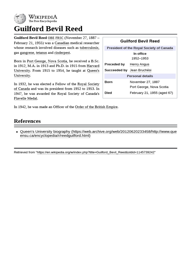 Guilford Bevil Reed | PDF