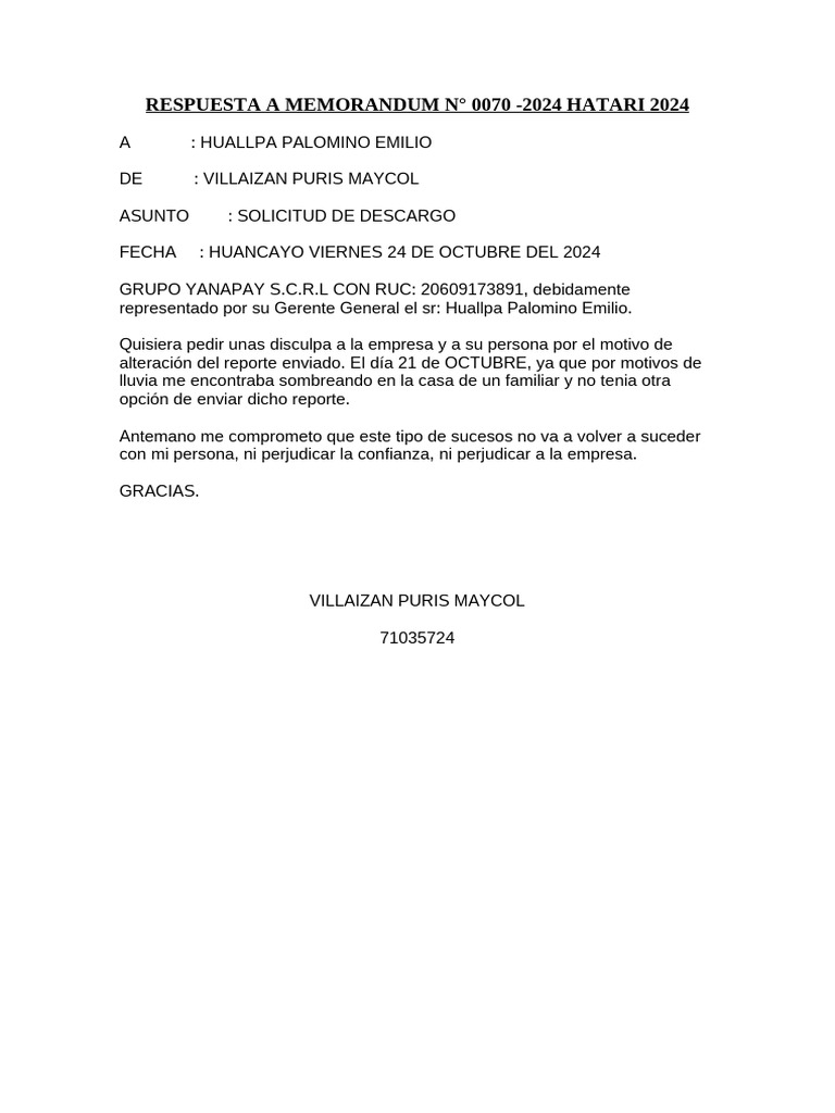 Memorandum Maycol | PDF