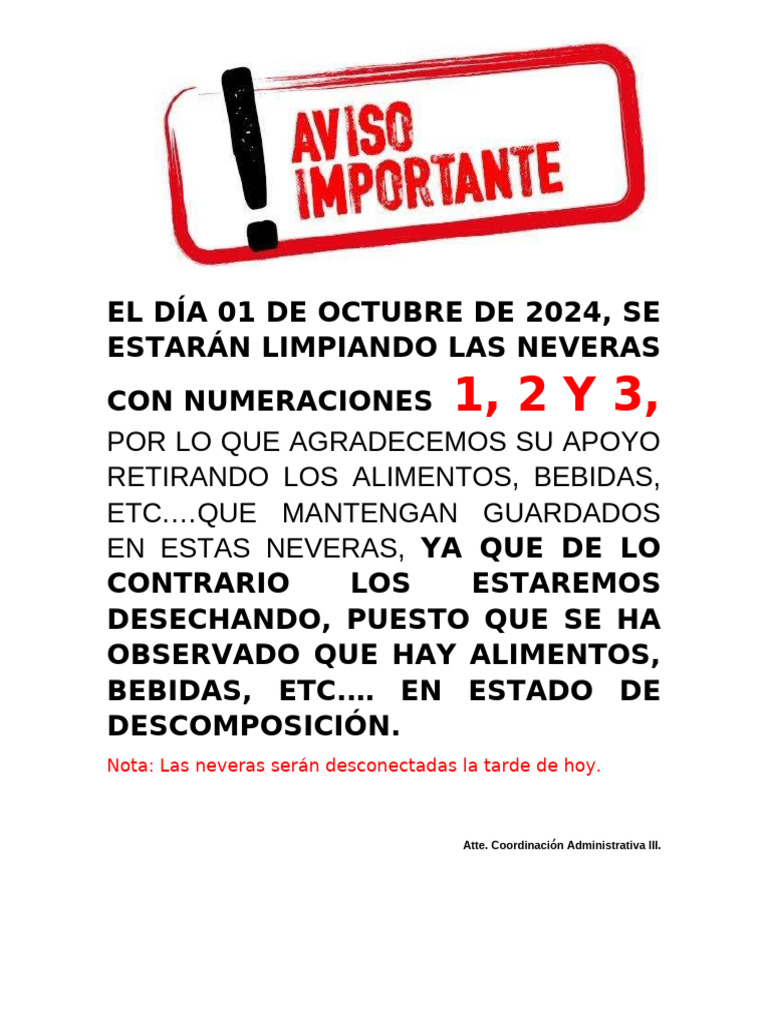 Limpieza de Neveras 1-3: Retire Sus Alimentos | PDF