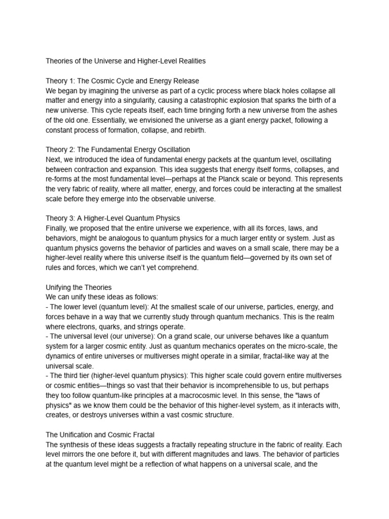 Theories of Universe and Higher Level Realities | PDF | Universe ...
