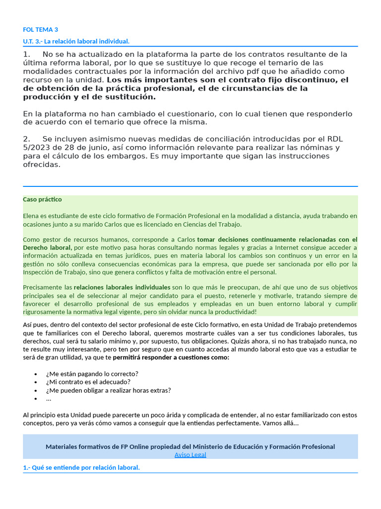 FOL TEMA 3 | PDF | Derecho laboral | Tratado