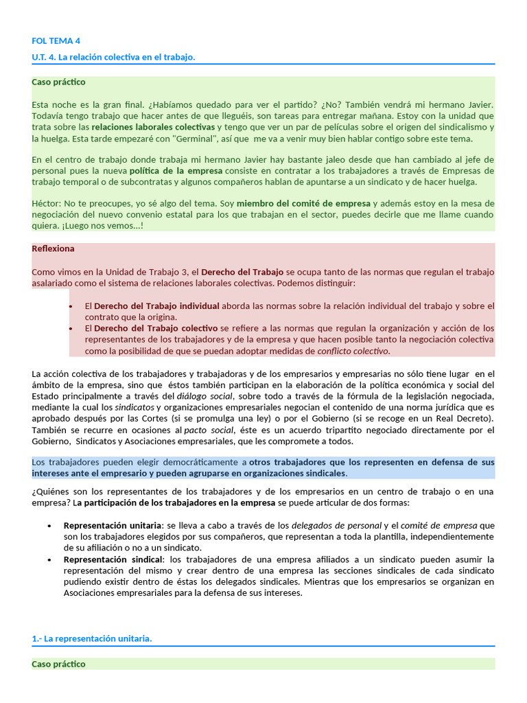 Fol Tema 4 | PDF | Sindicato | Derecho laboral