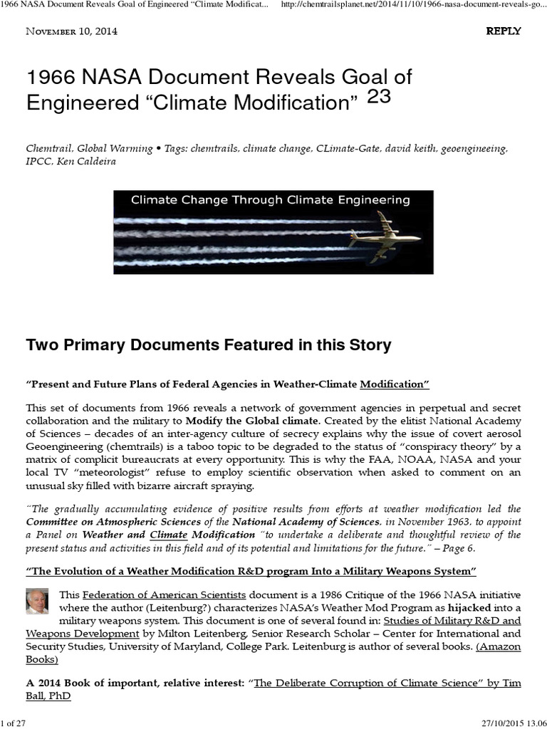1966 NASA Document Reveals Goal of Engineered “Climate Modification ...