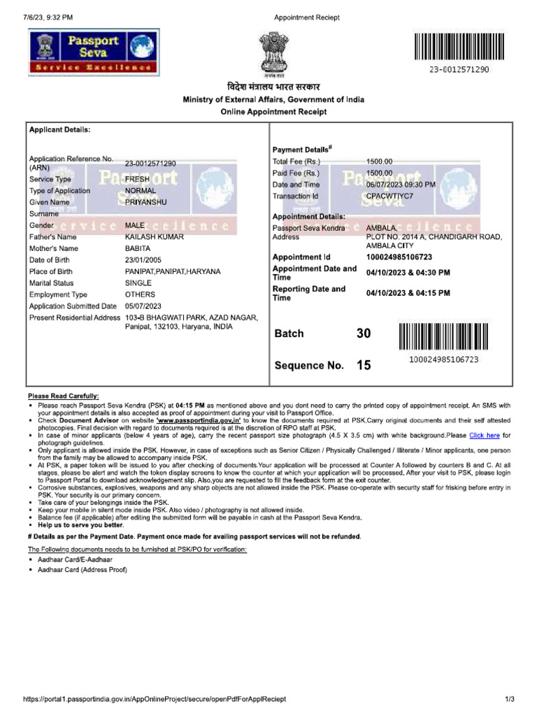 Priyanshu Passport | PDF