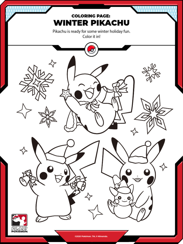 Coloring Page Winter Pikachu | PDF