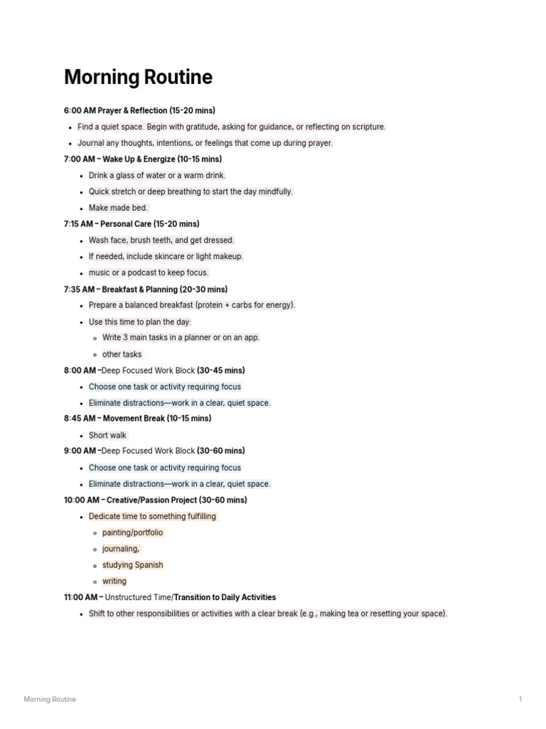 Effective Morning Routine Guide | PDF