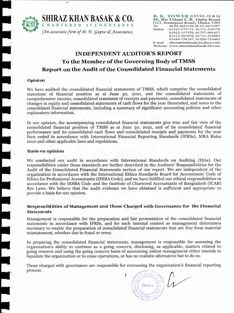 Audit-Report-2021 TMSS | PDF | Audit | Internal Control