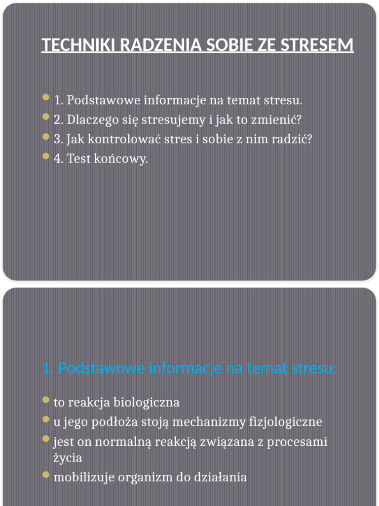 Techniki Radzenia Sobie Ze Stresem | PDF