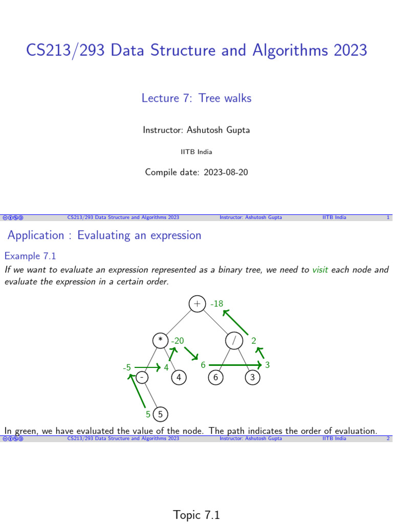 Lec 07 Tree Walks Pdf Algorithms And Data Structures Algorithms 1936