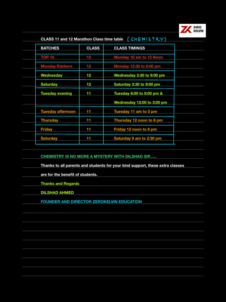 Marathon Class Time Table | PDF