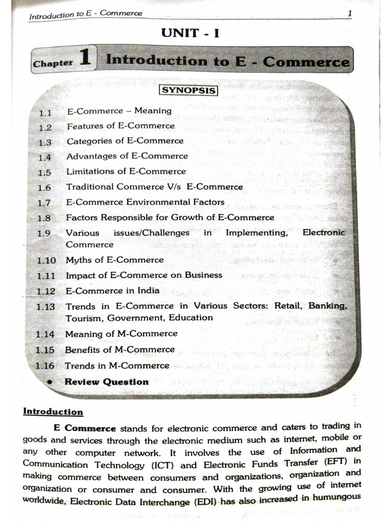 Unit - Chapter 1 - Introduction To E-Commerce | PDF