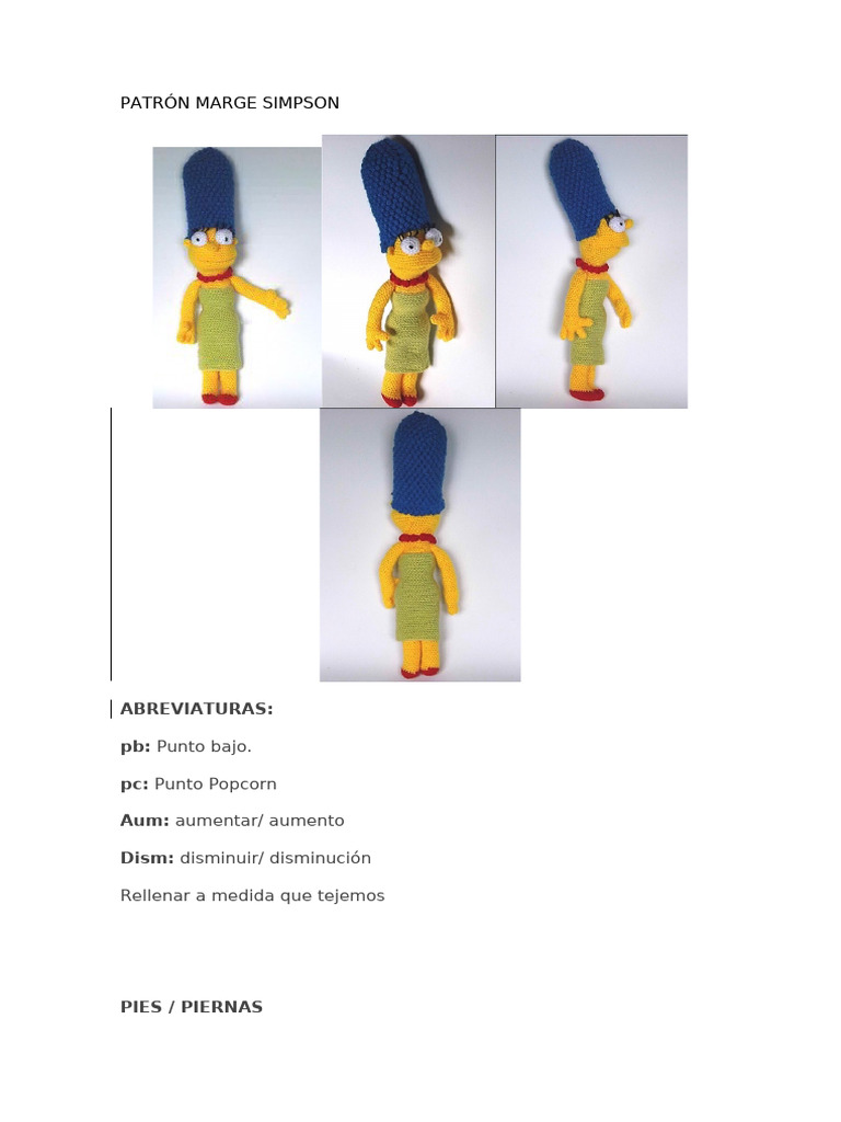 Patrón Amigurumi Marge Simpson | PDF