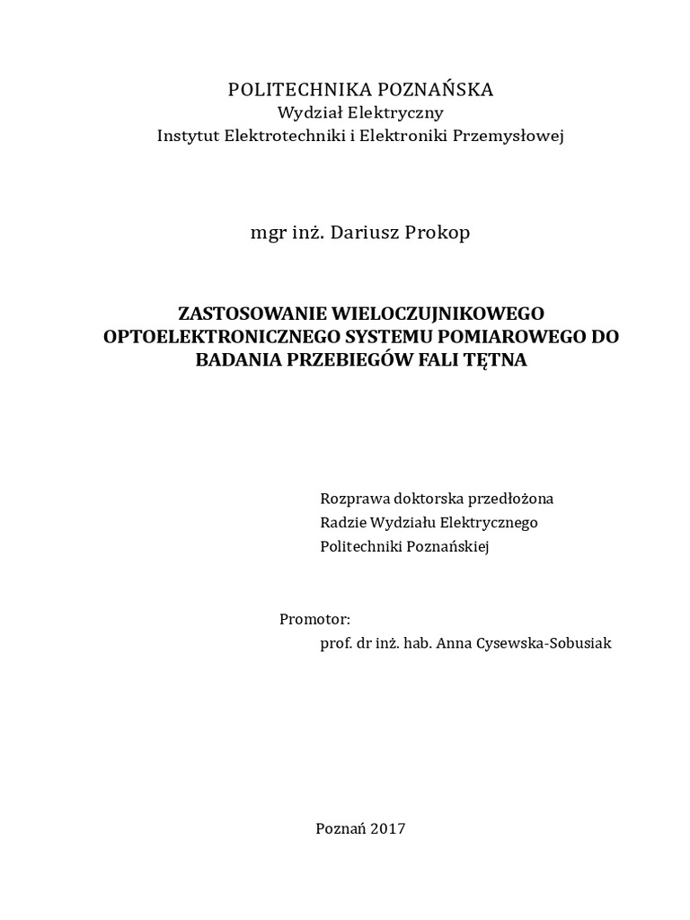 Dariusz Prokop Zastosowanie Wieloczujnikowego Optoelektronicznego ...