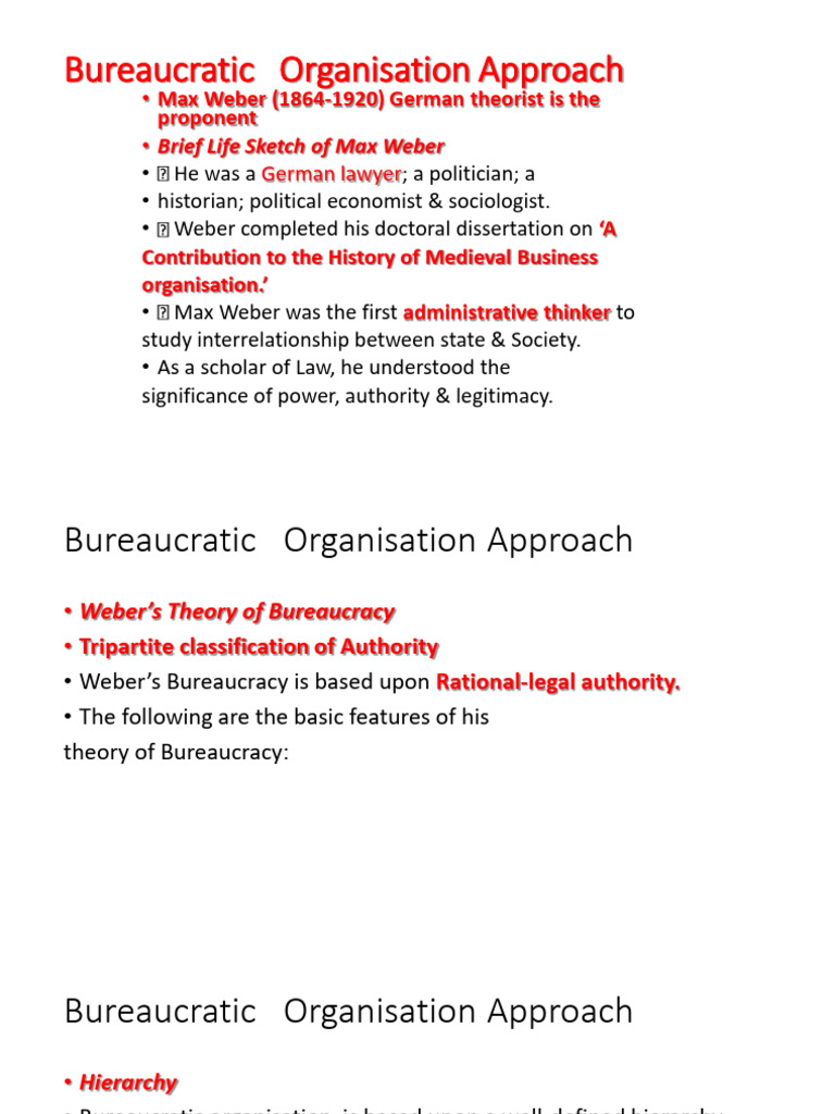 Bureaucratic and Administrative Approaches | PDF | Bureaucracy | Max Weber