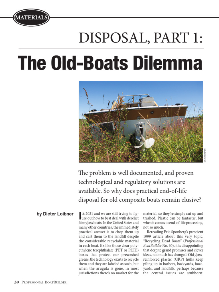 Fiberglass Boat Disposal Challenges | PDF | Fiberglass | Recycling