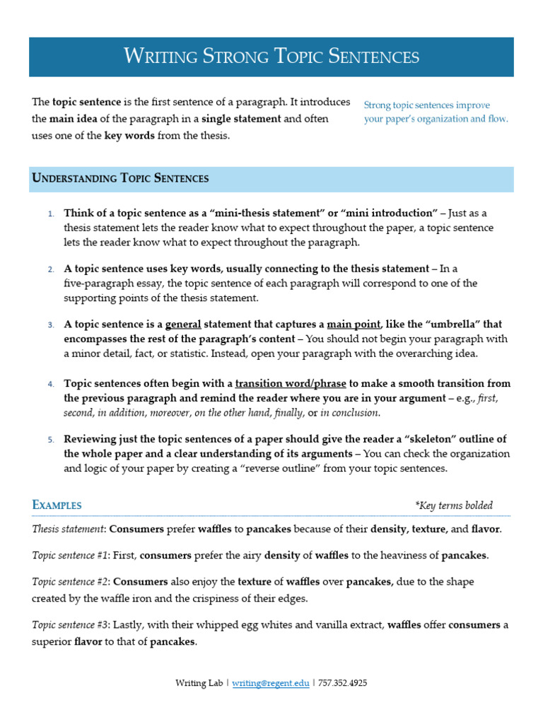 Crafting Effective Topic Sentences | PDF | Sentence (Linguistics ...